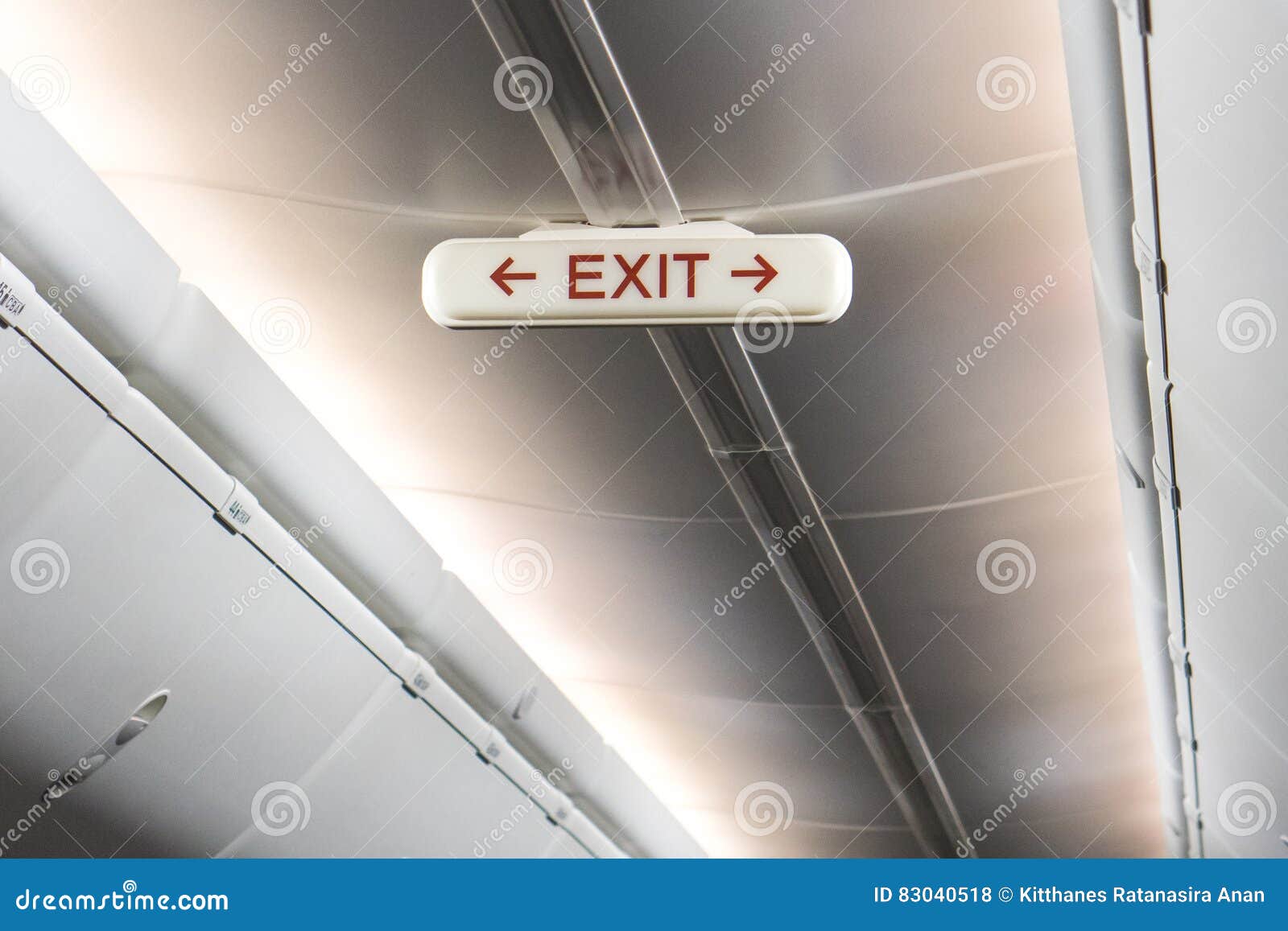 Emergency Exit Row in Airplane. Stock Photo - Image of business, exit ...