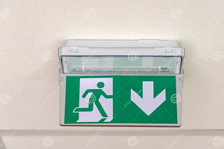 Emergency Exit Sign Arrow stock image. Image of emergency - 263362733