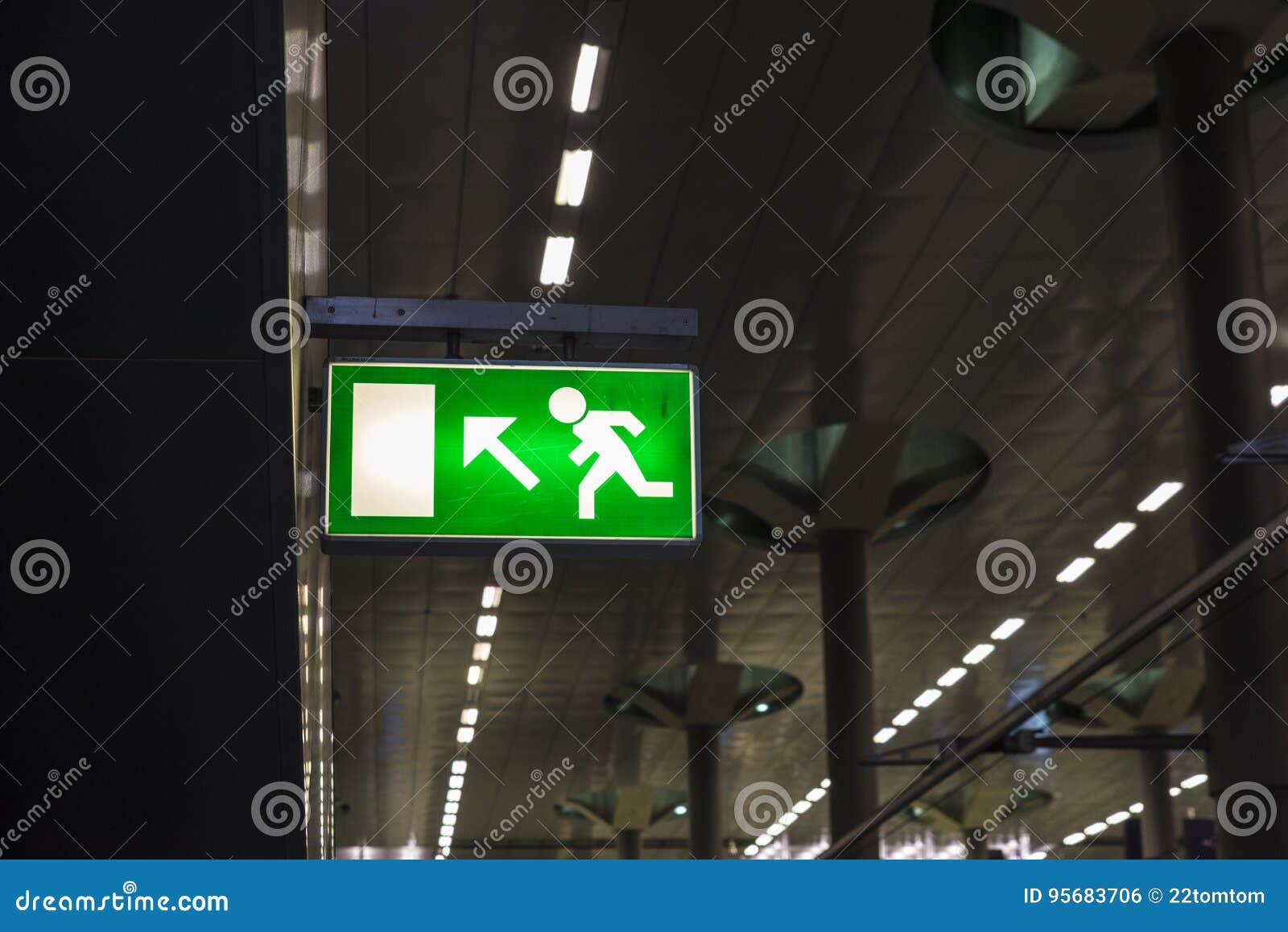 Emergency exit sign stock photo. Image of central, germany - 95683706
