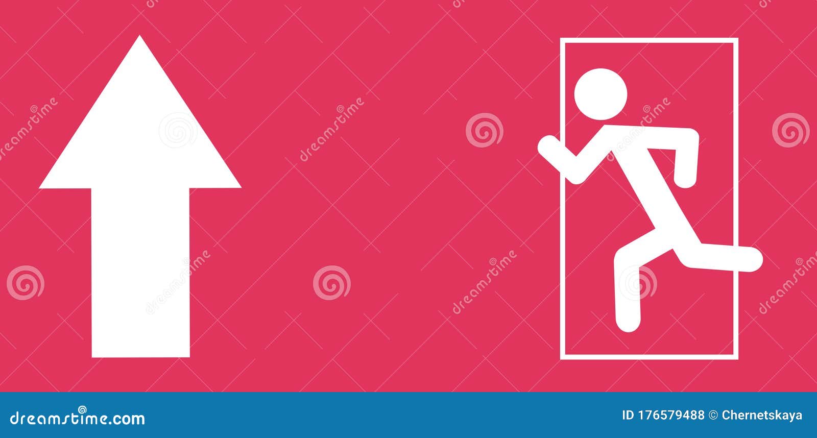 Fire Evacuation Sign. The Safe Exit Sticker Hangs On A Brick Wall ...