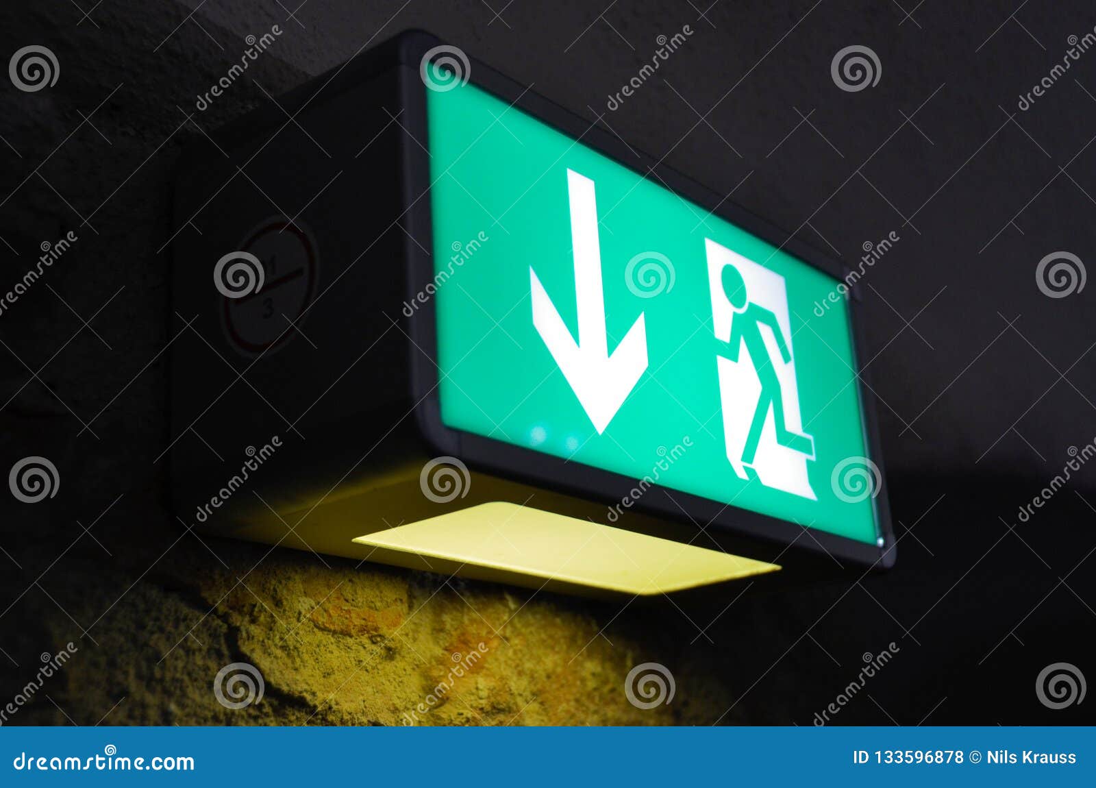 Emergency exit sign stock photo. Image of protection - 133596878