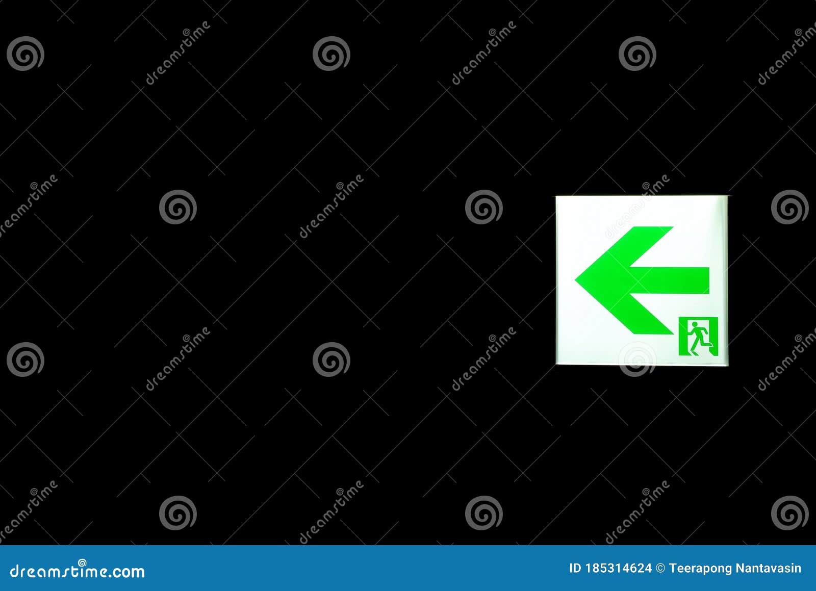 Emergency Exit Sign in the Dark Room. Stock Photo - Image of flee ...