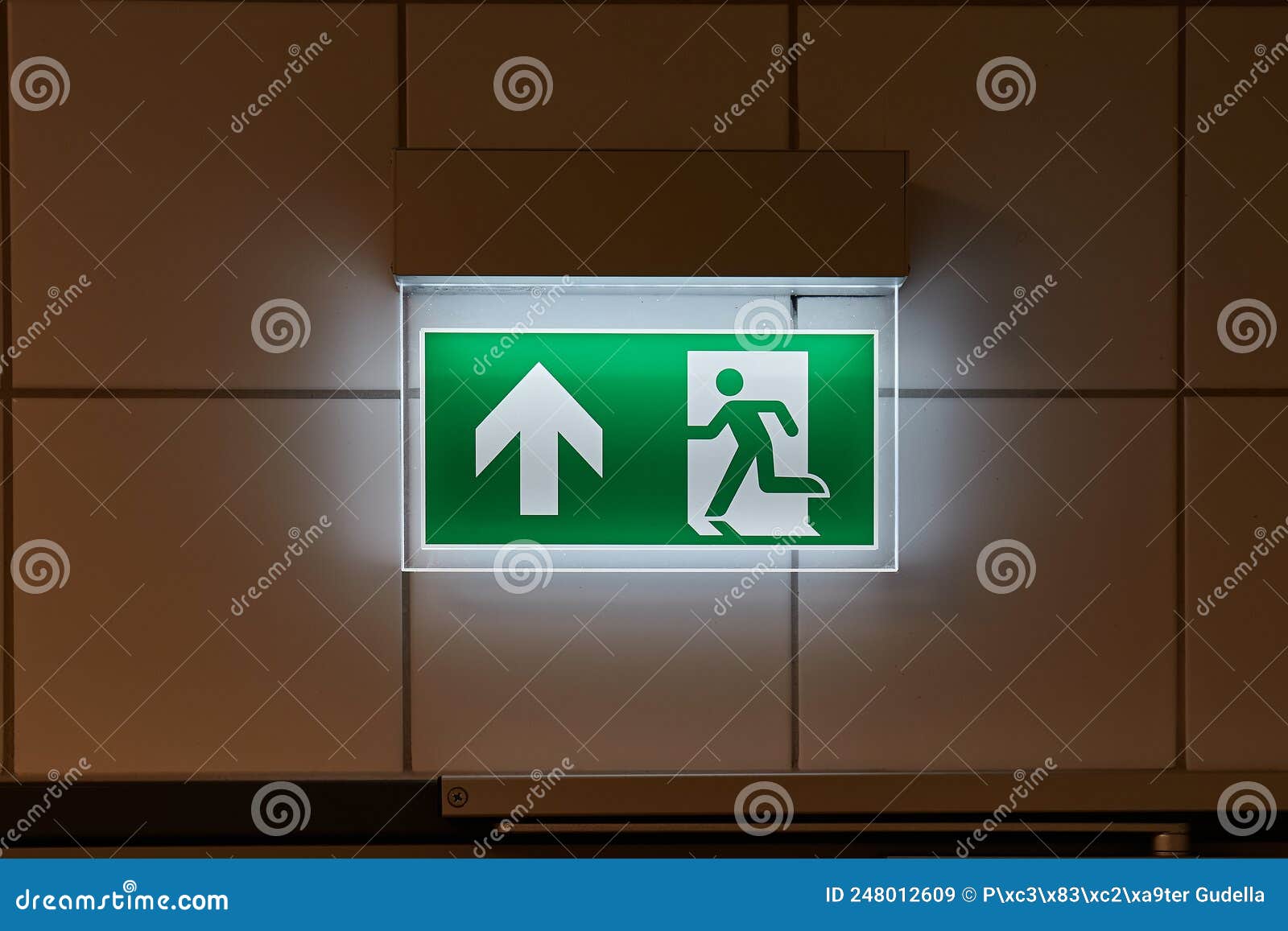 Emergency Exit Sign stock image. Image of floor, glow - 248012609