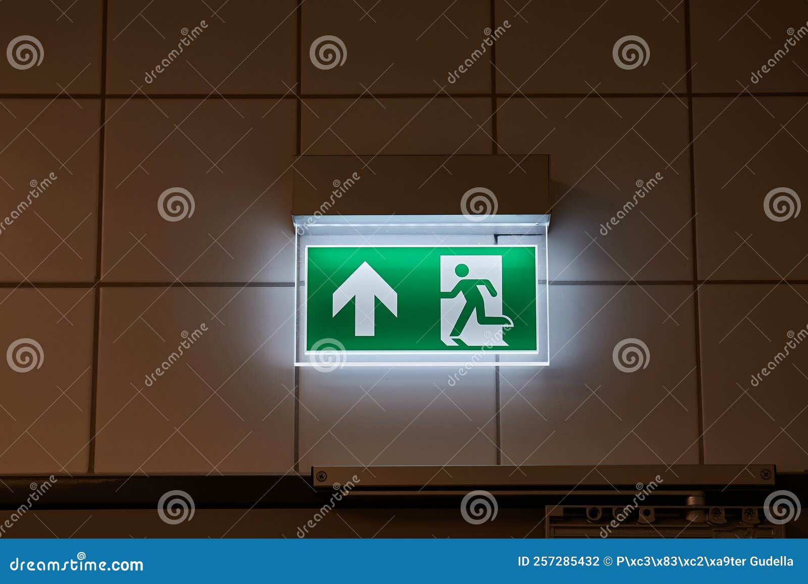 Emergency Exit Sign stock photo. Image of guidance, symbol - 257285432
