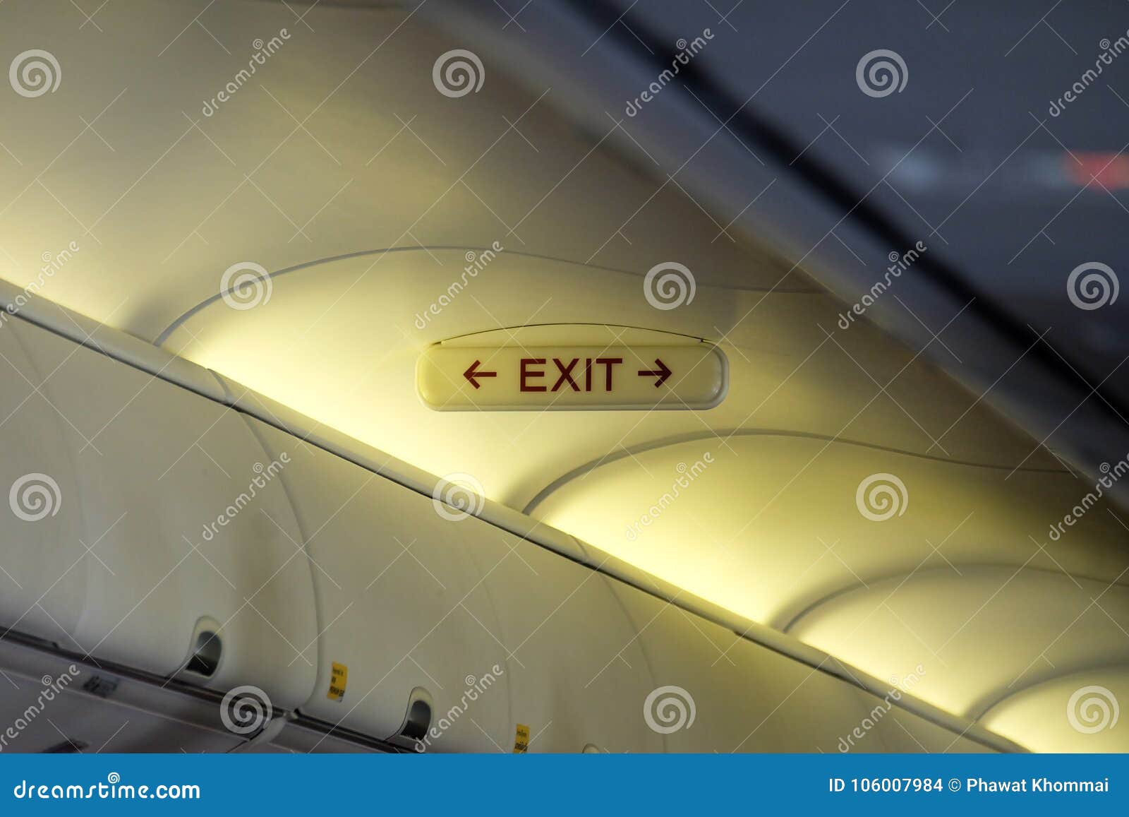 Emergency exit sign stock photo. Image of flight, interior - 106007984