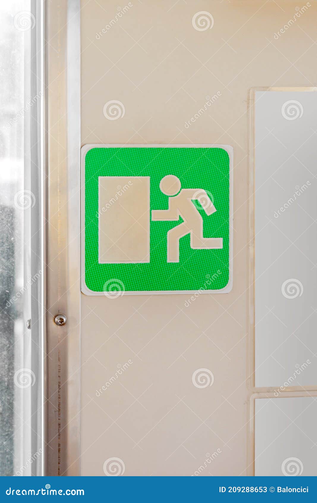 Emergency Exit Sign stock image. Image of building, glow - 209288653