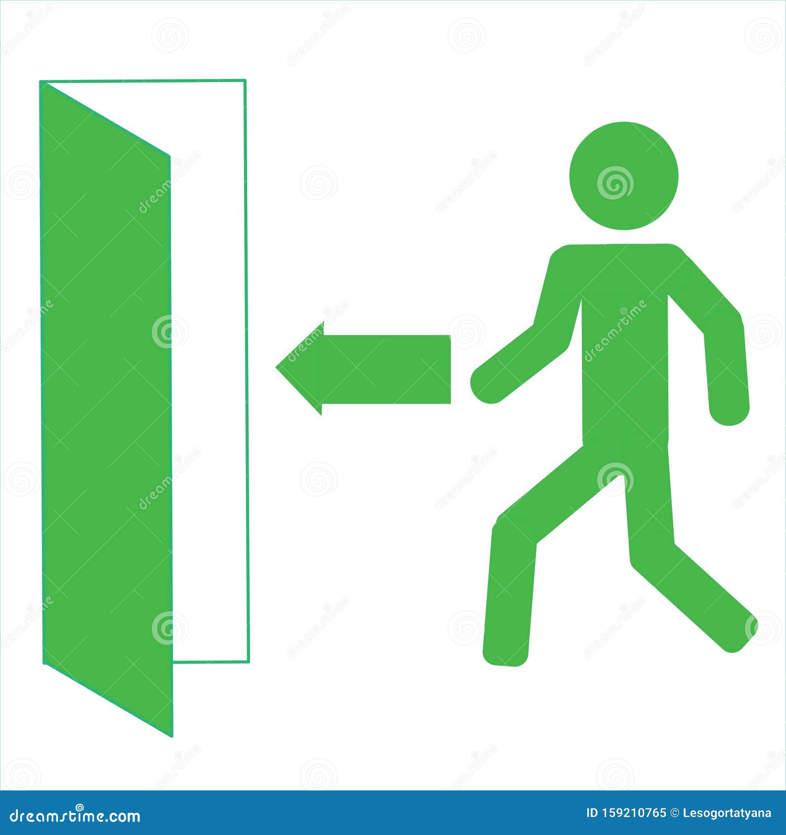 Emergency Exit Sign Green Isolated on White Background Stock Vector ...
