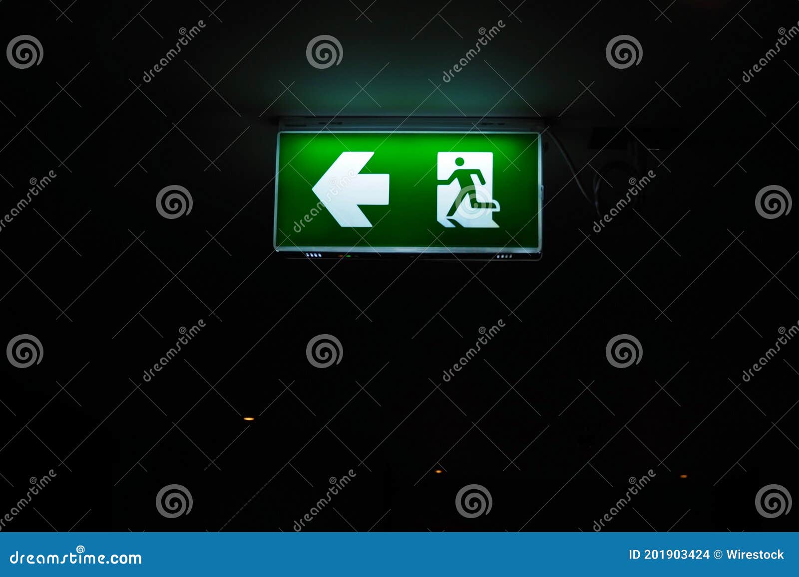 Emergency Exit Sign Hanging on Ceiling Stock Photo - Image of ceiling ...