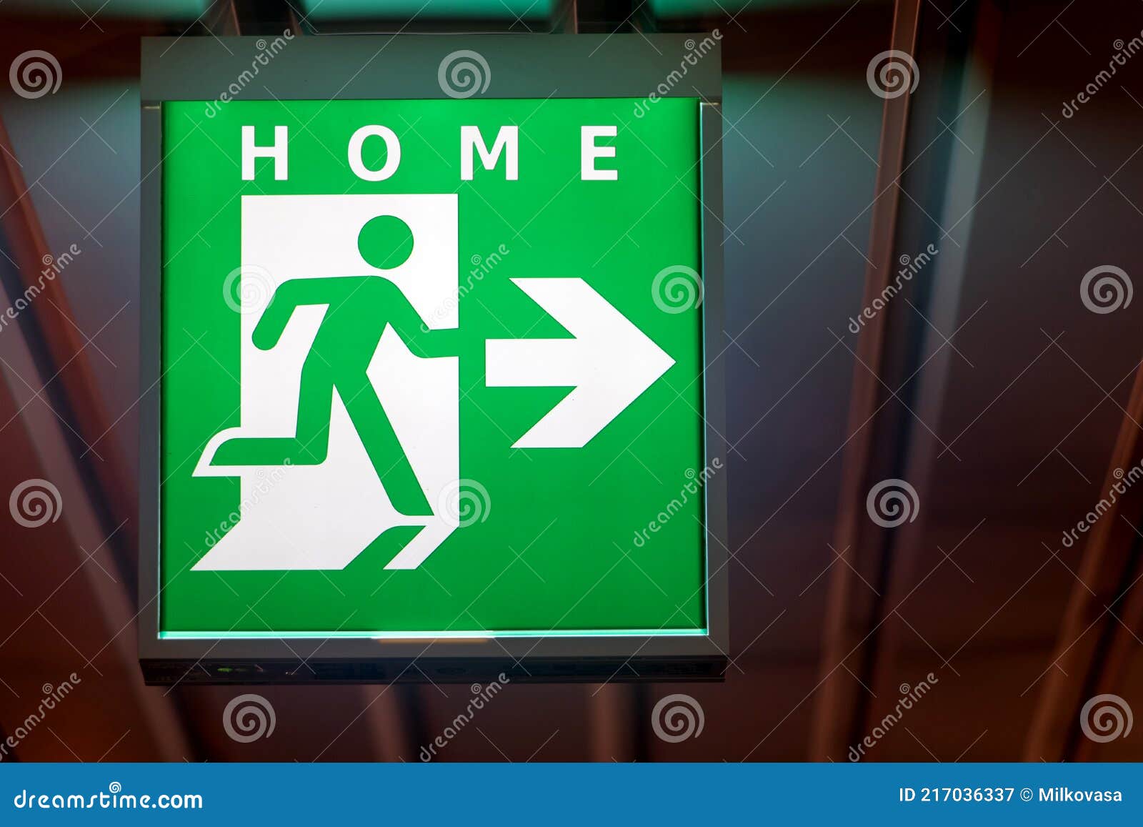 The Emergency Exit Sign Indicates the Direction of Way To Home Stock ...