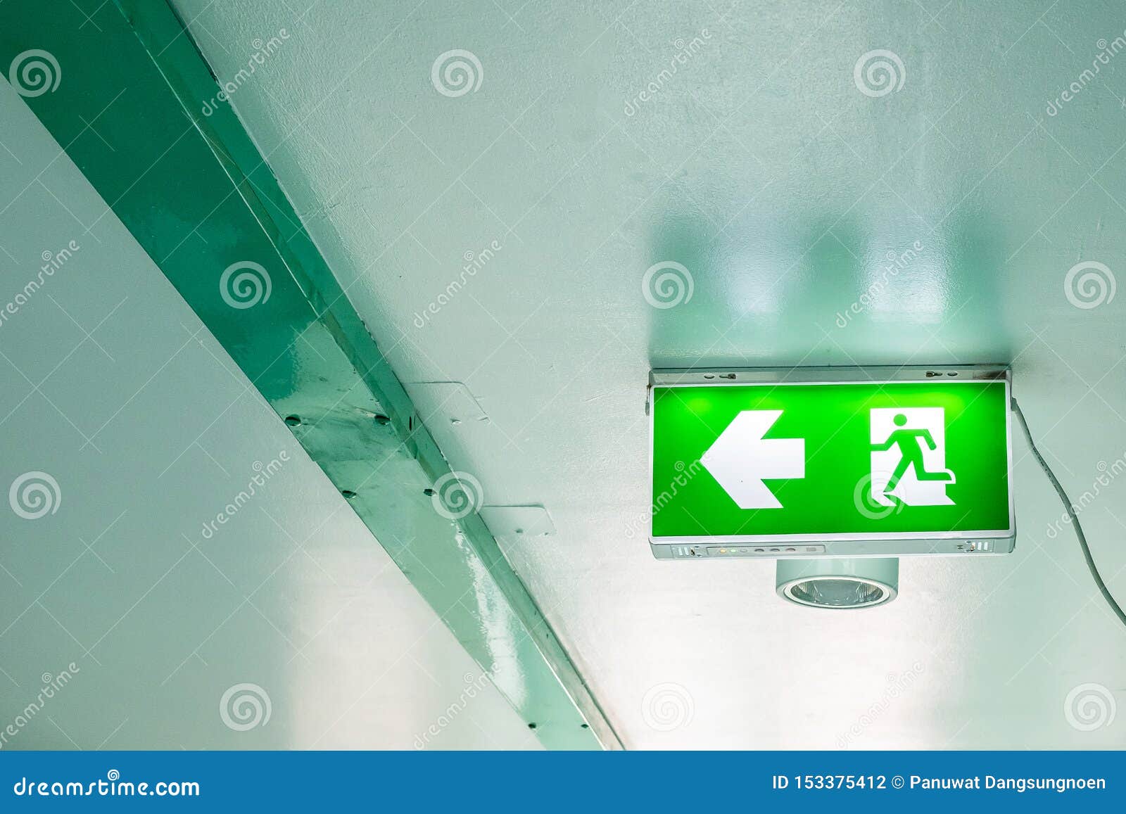Emergency Exit Sign on Interior Building Stock Photo - Image of ...