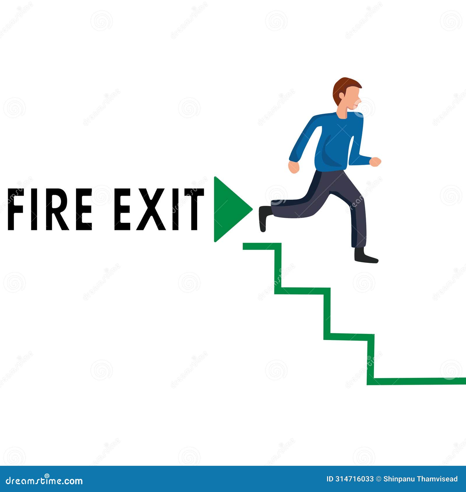 Emergency Exit Sign. Man Running Out Fire Exit Stock Vector ...