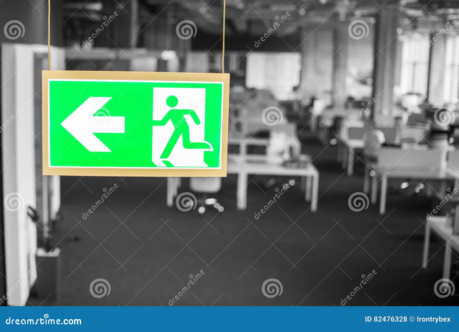 Emergency Exit Sign In Modern Offices Inside An Industrial Plant ...