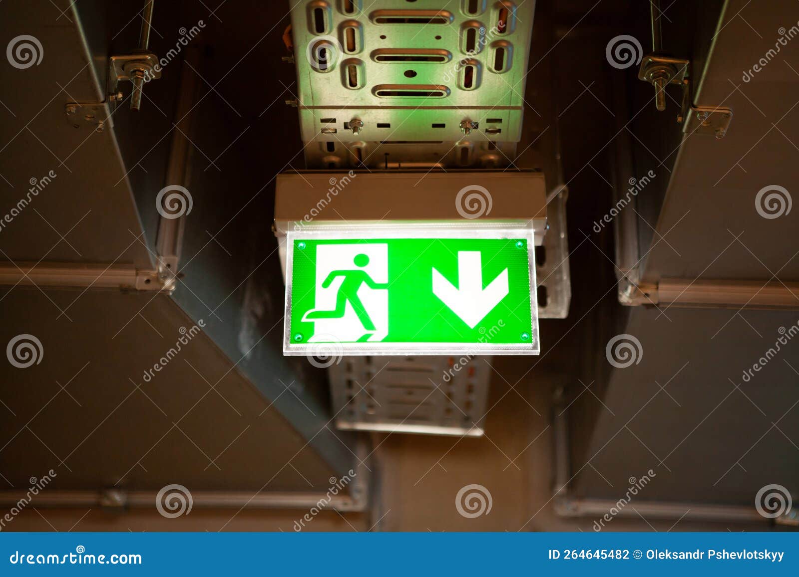 Emergency Exit Sign Over Doors. Stock Photo - Image of help, alarm ...