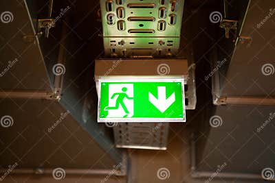 Emergency Exit Sign Over Doors. Stock Photo - Image of help, alarm ...