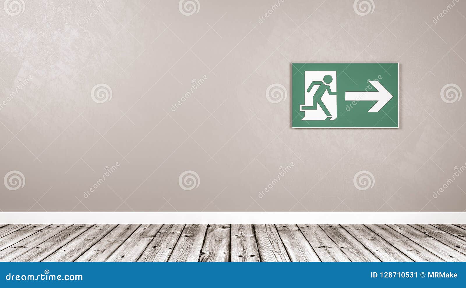 Emergency Exit Sign in the Room with Copy Space Stock Illustration ...