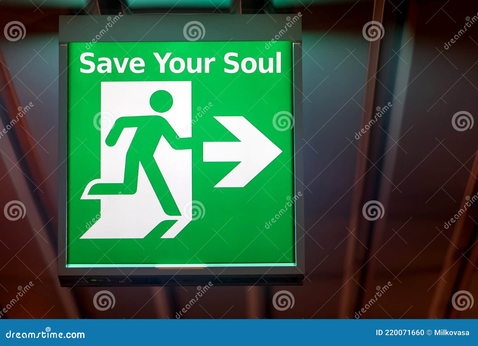 The Emergency Exit Sign Shows the Direction of Escape for Save Your ...