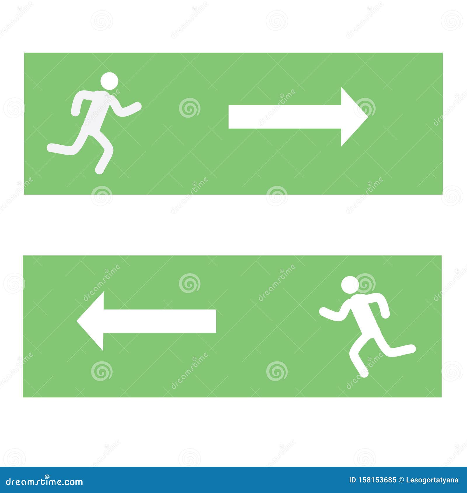 Emergency Exit Sign, Stick Man Shows Direction Stock Vector ...