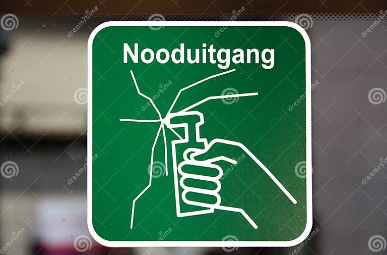 Emergency Exit Sticker with Dutch Text Stock Image - Image of emergency ...