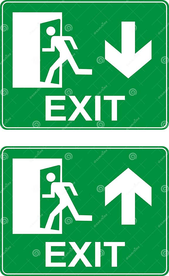 Emergency Exit Up and Down Signs. Stock Vector - Illustration of ...
