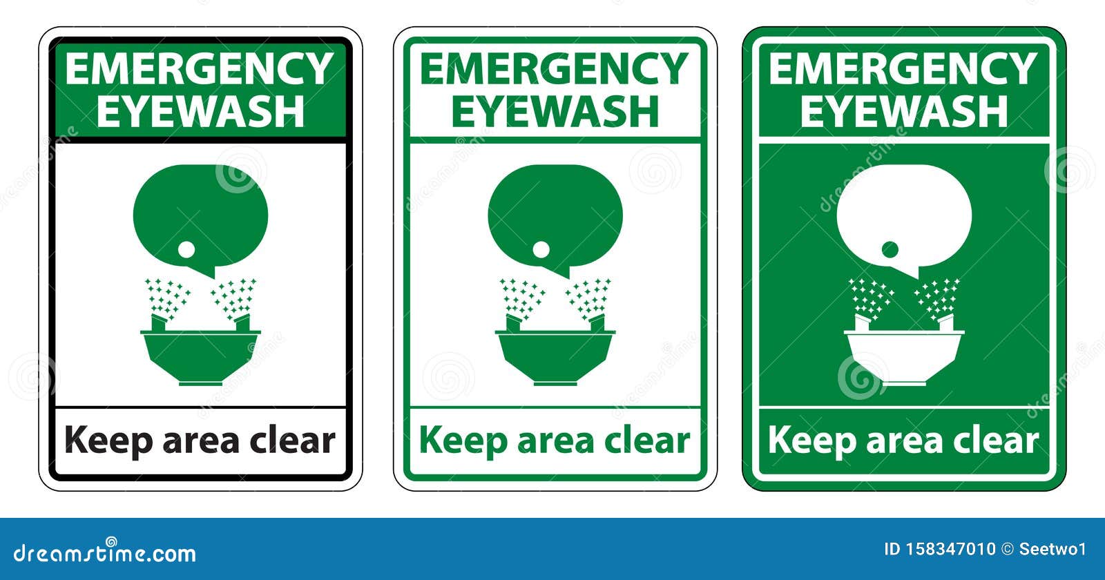 Emergency Eyewash Station Sign Icon Of 3 Types Color, Black And White ...