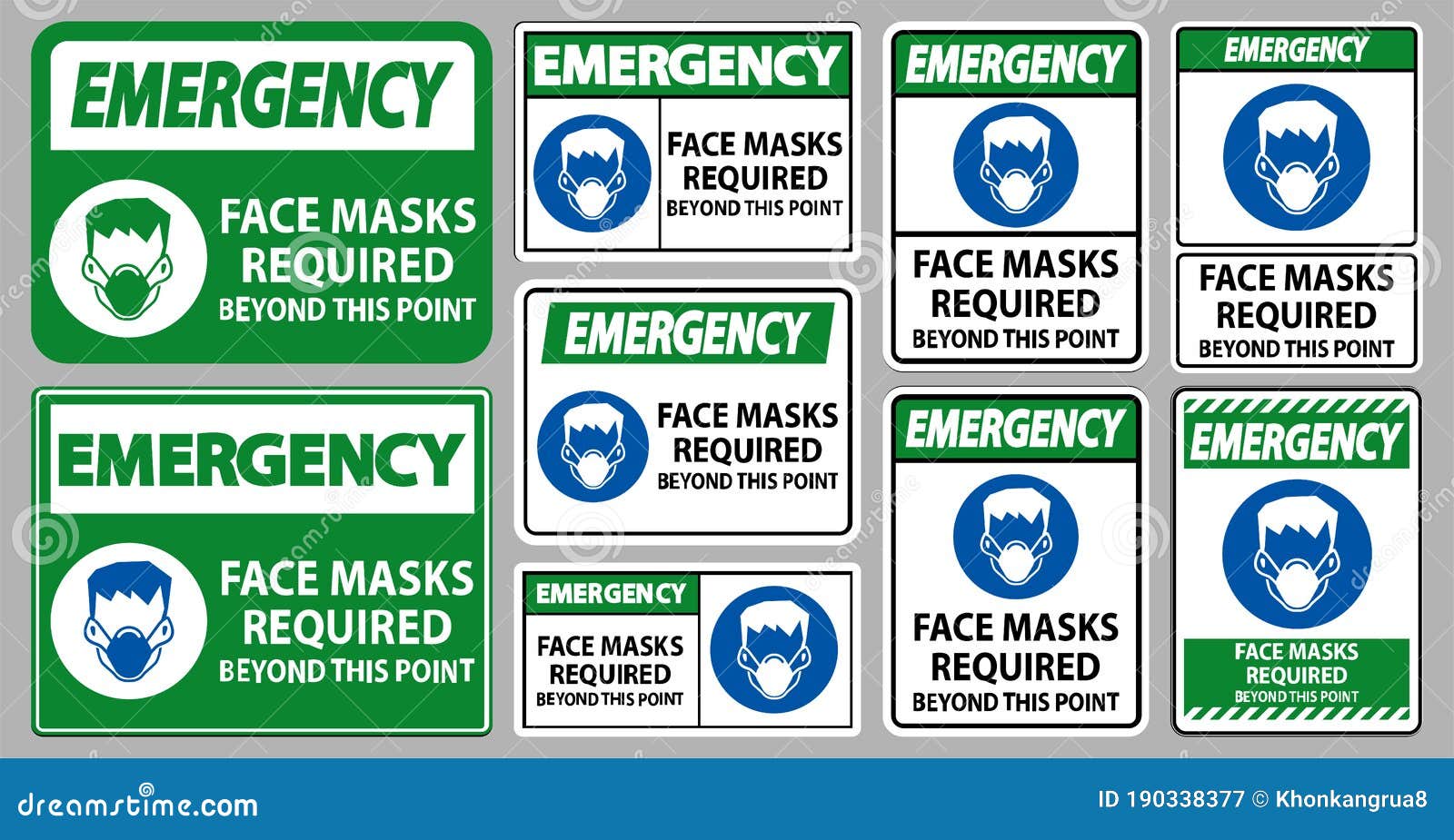Emergency Face Masks Required Beyond this Point Sign Isolate on White ...