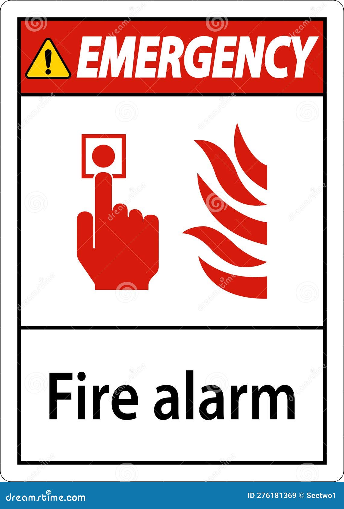 Emergency Fire Alarm Sign on White Background Stock Vector ... Emergency Fire Alarm Sign on White Background Stock Vector ...