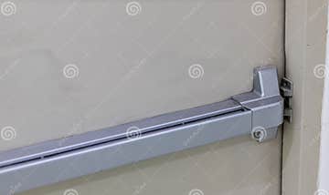 Emergency Fire Exit Door. Closed Up Latch and Rusty Door Handle of ...