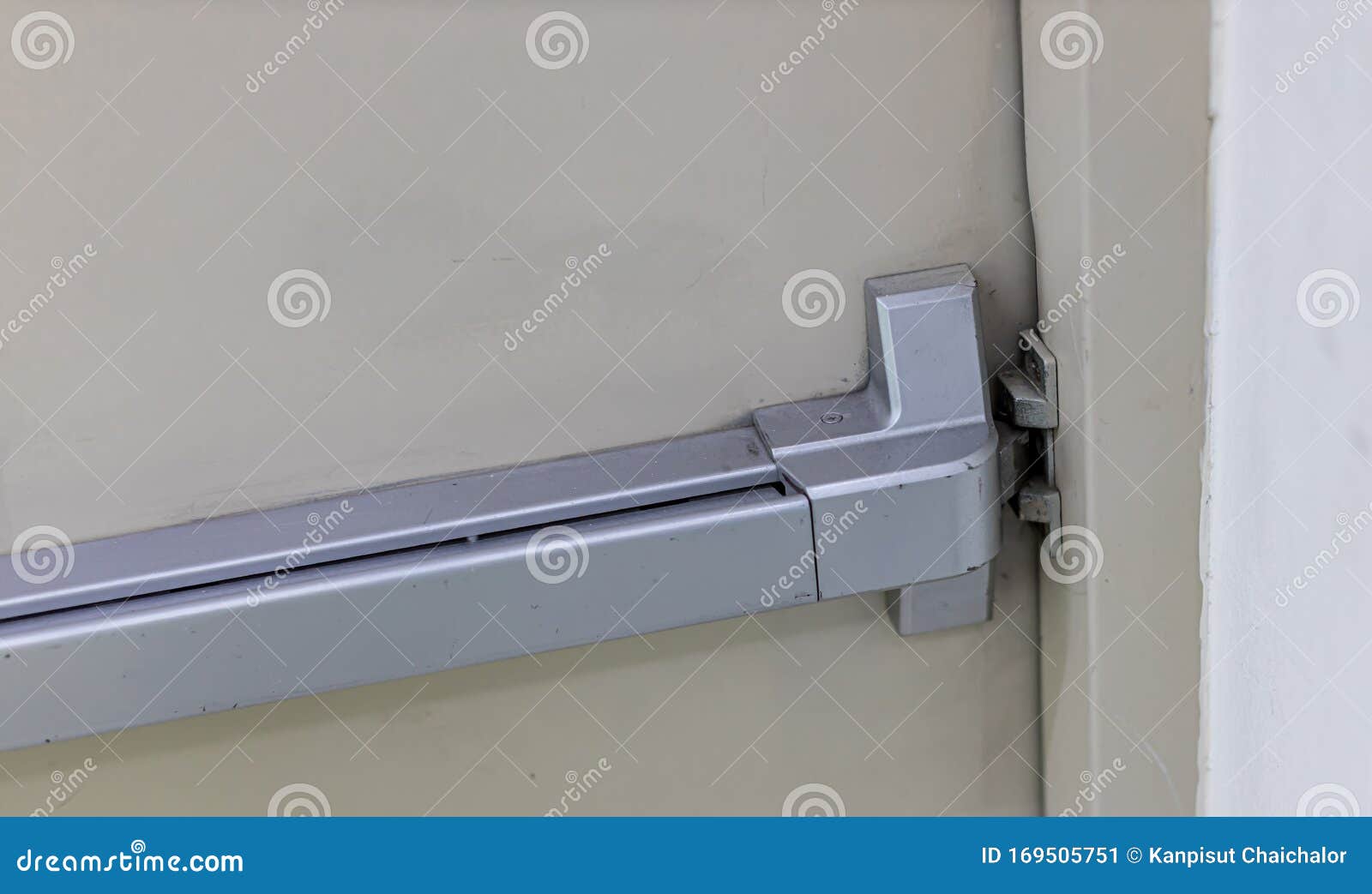 Emergency Fire Exit Door. Closed Up Latch and Rusty Door Handle of ...