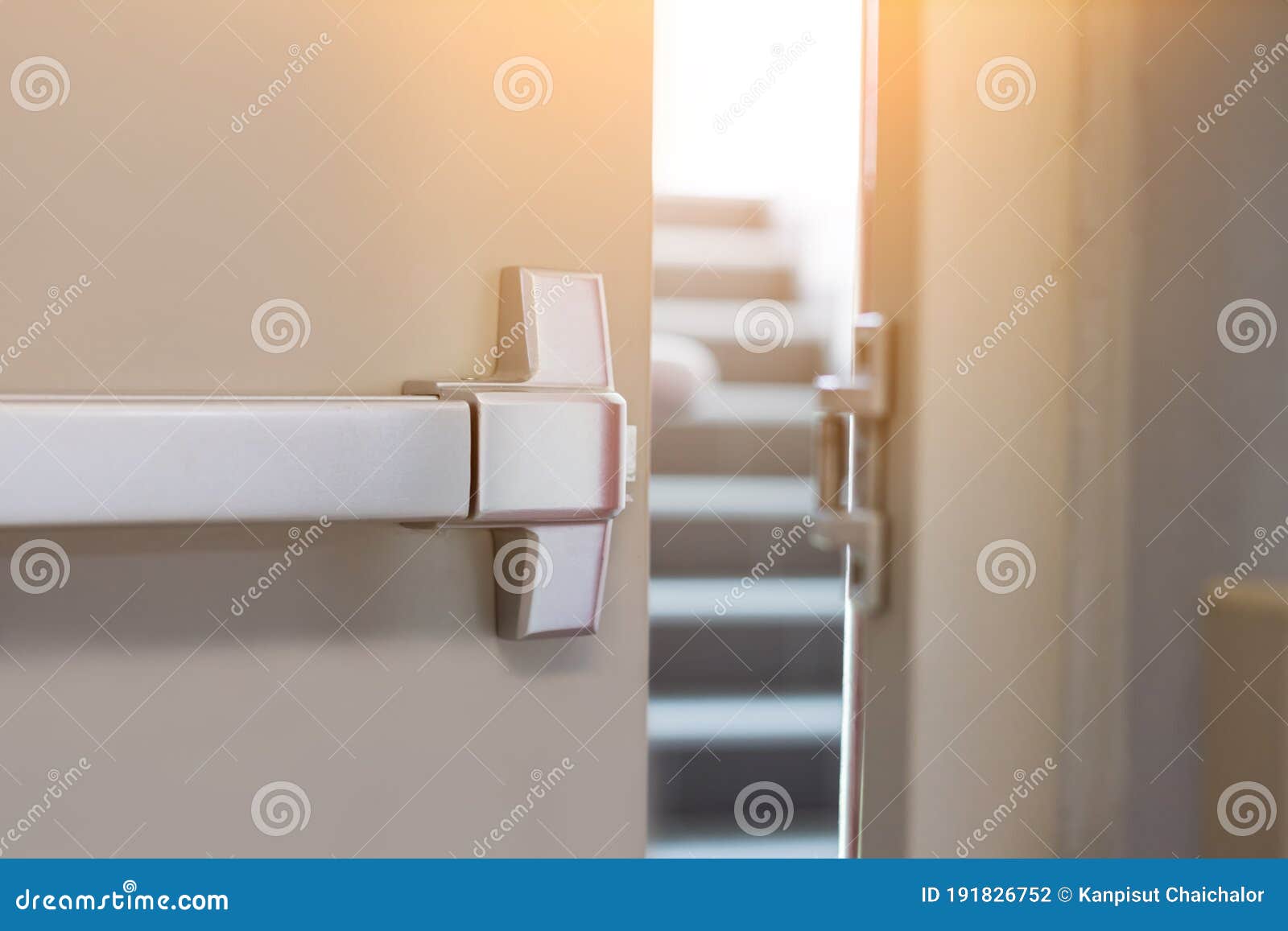 Emergency Fire Exit Door. Closed Up Latch and Rusty Door Handle of ...