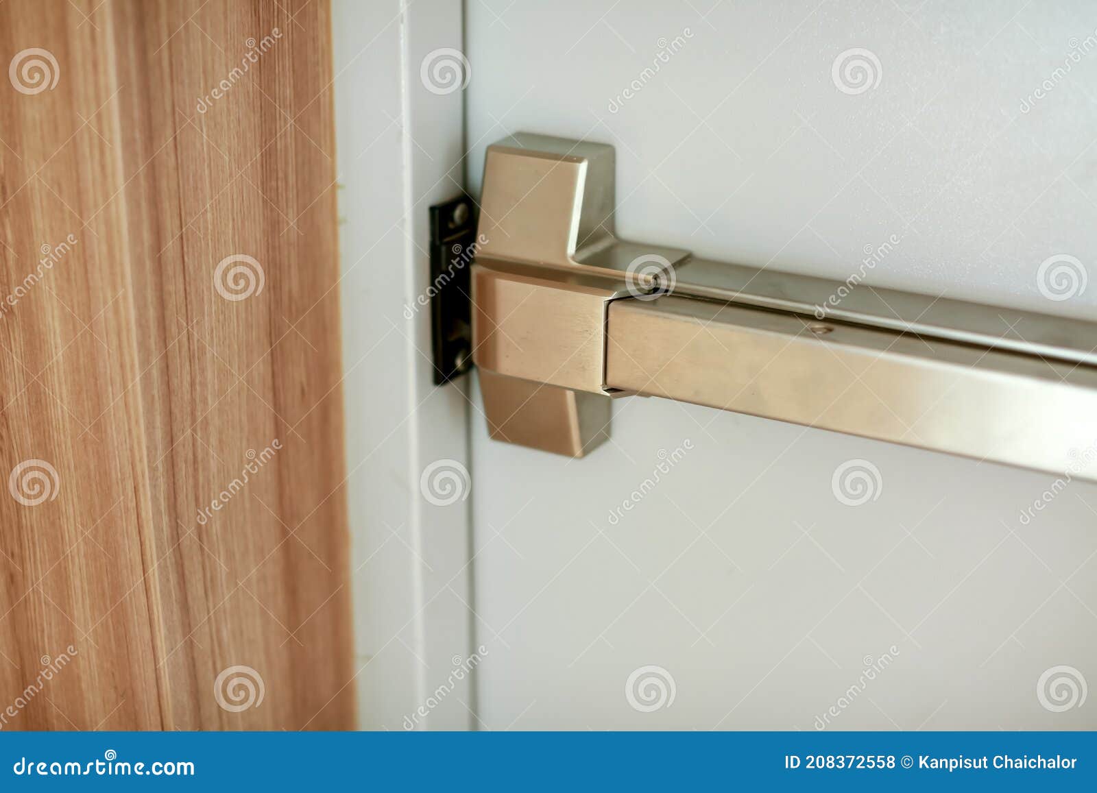Emergency Fire Exit Door. Closed Up Latch and Rusty Door Handle of ...