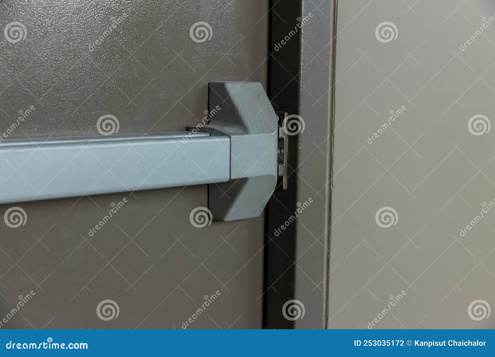 Emergency Fire Exit Door. Closed Up Latch and Rusty Door Handle of ...