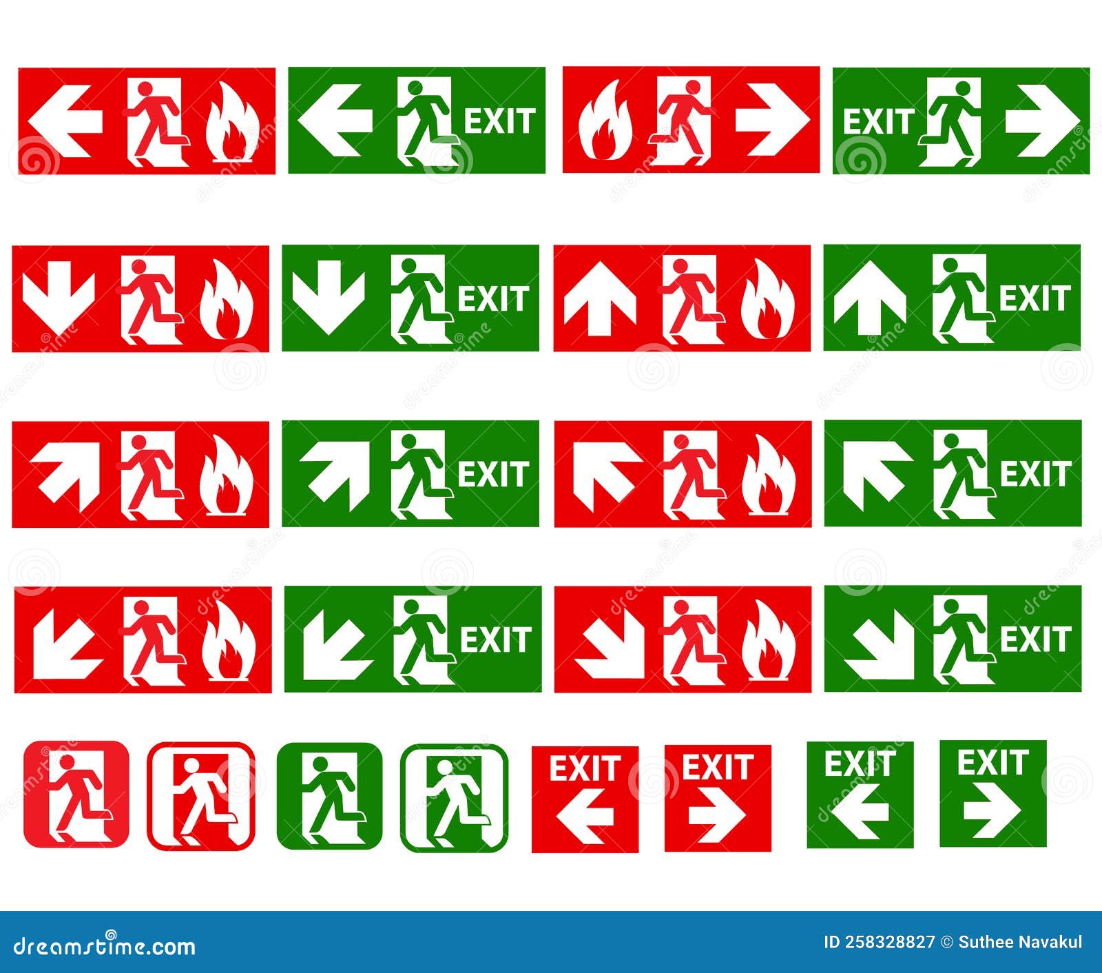 Emergency Fire Exit Door and Exit Door. Fire Exit Sign. Emergency Exit ...