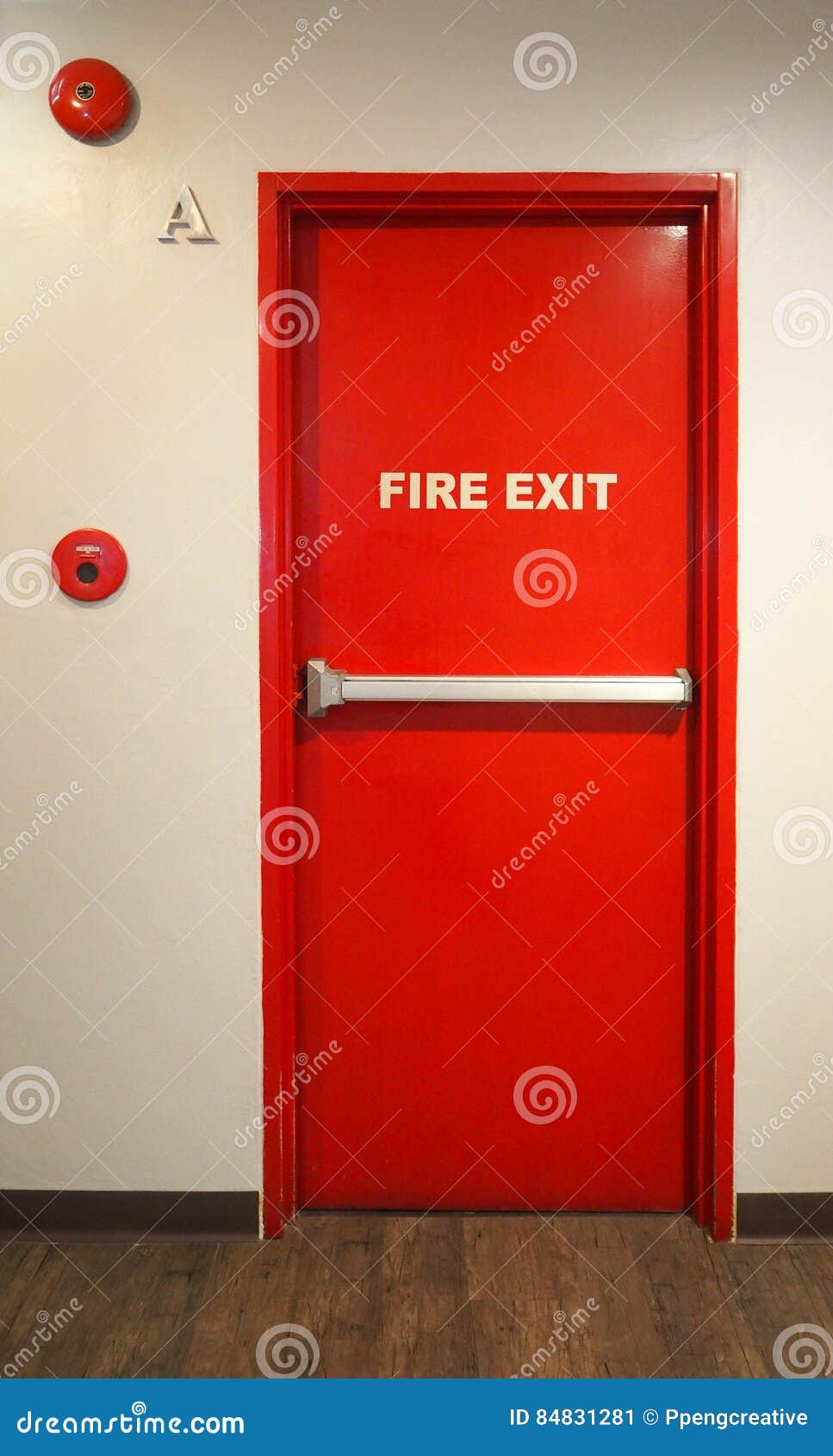 Emergency fire exit door. stock image. Image of open - 84831281