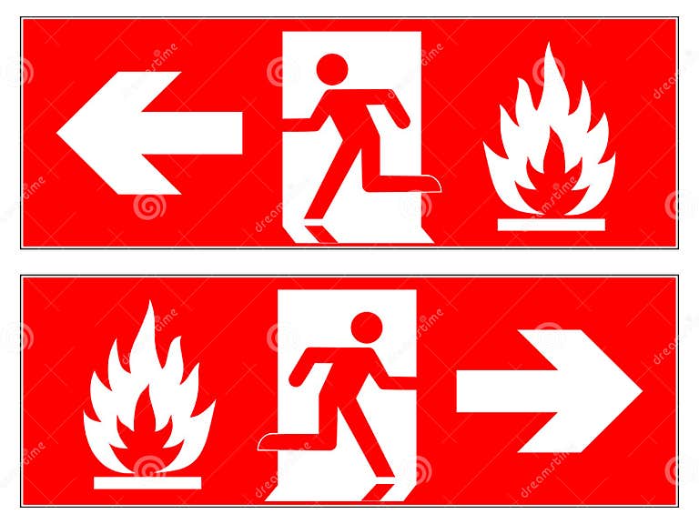 Emergency Fire Exit Left, Emergency Fire Exit Right, Fire Escape Route ...