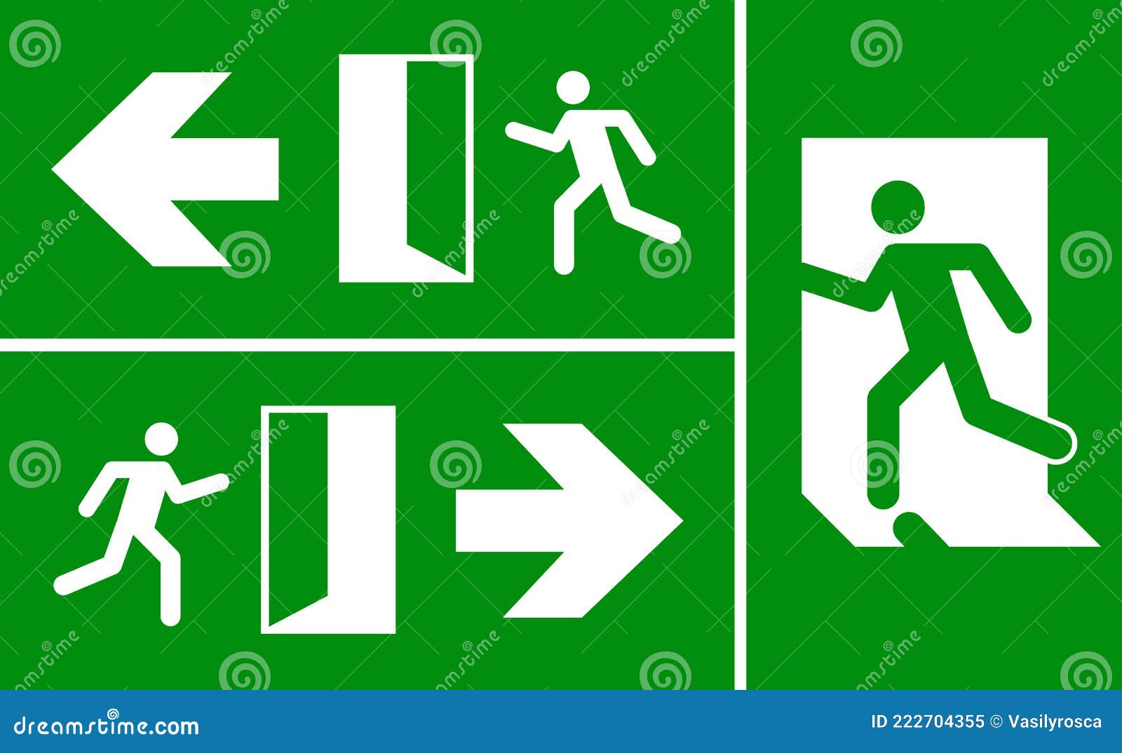 Emergency Fire Exit Sign. Evacuation Fire Escape Door Vector Sign ...