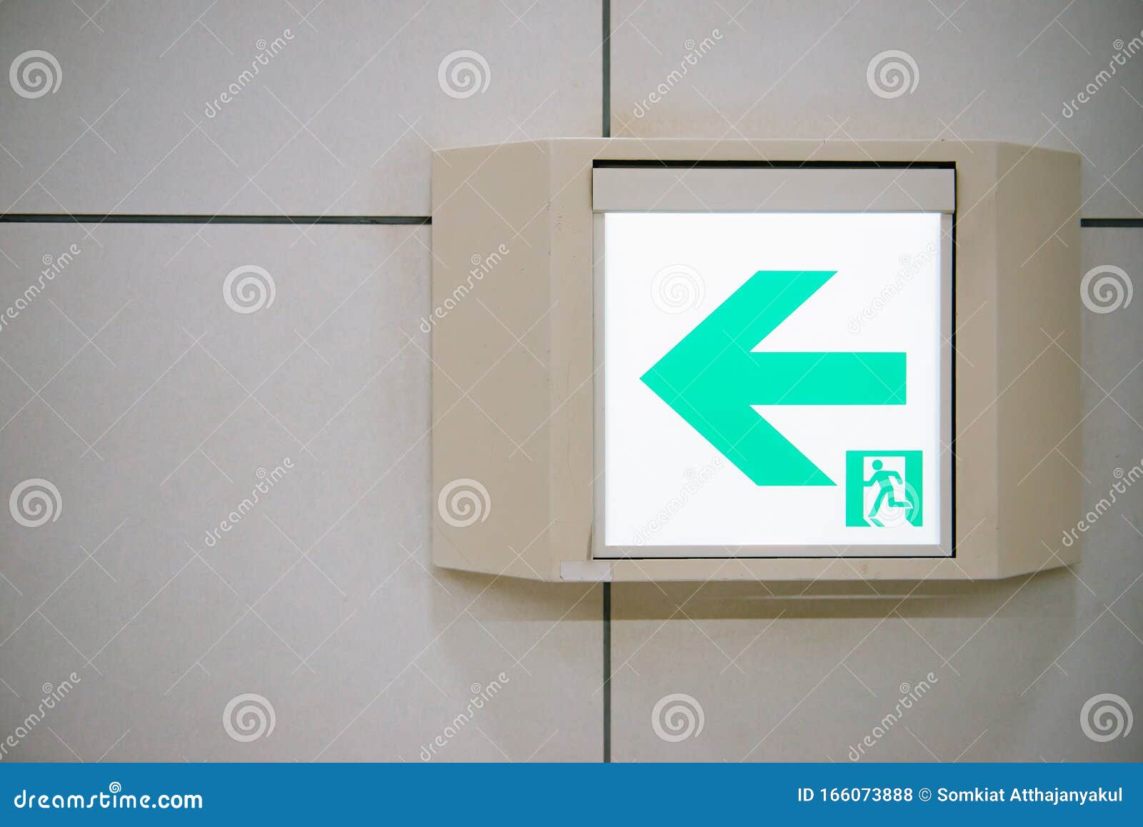 Emergency Fire Exit Sign Lightbox. Stock Photo - Image of doorway ...