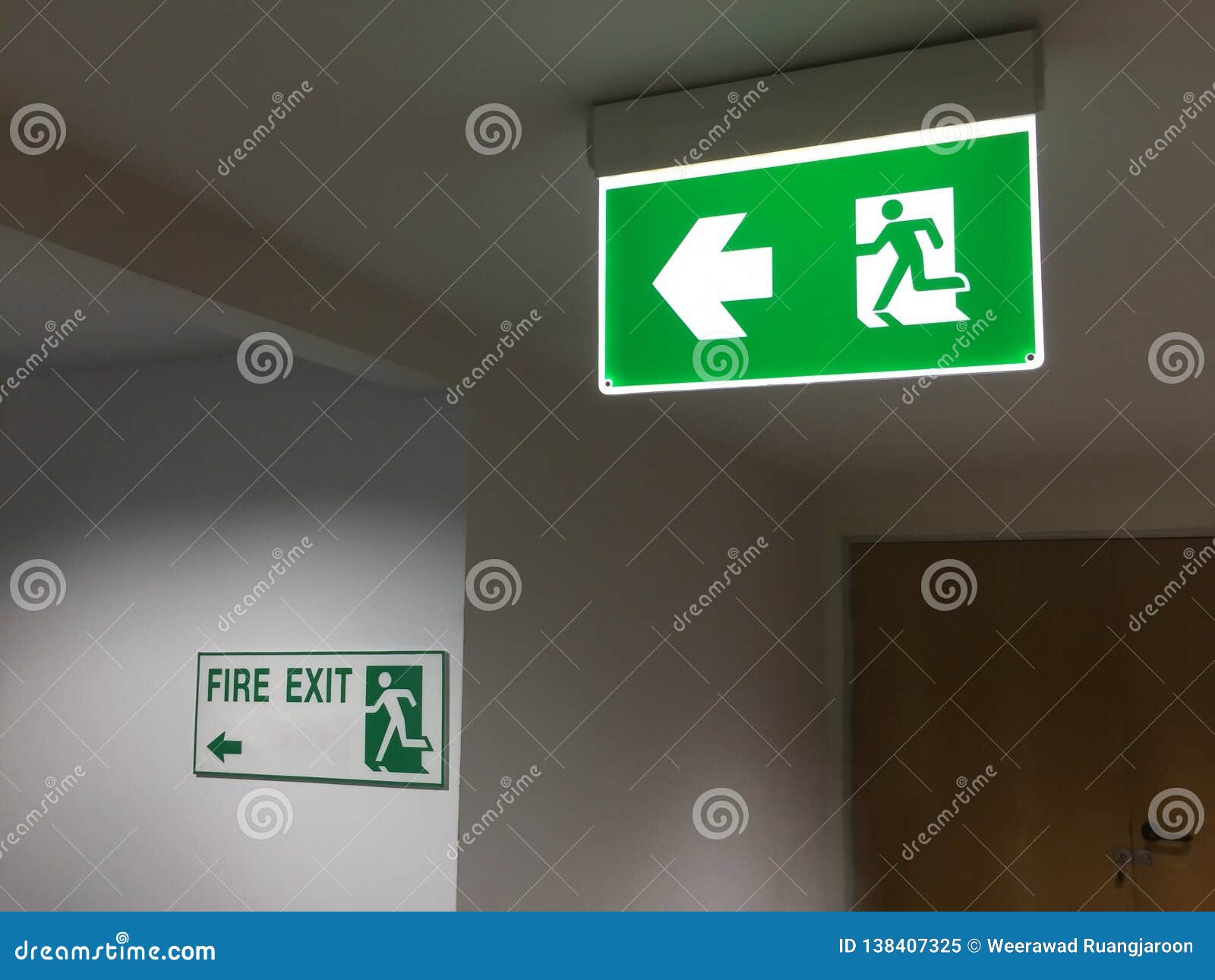 Emergency Fire Exit Sign in Offices. Stock Image - Image of doors ...
