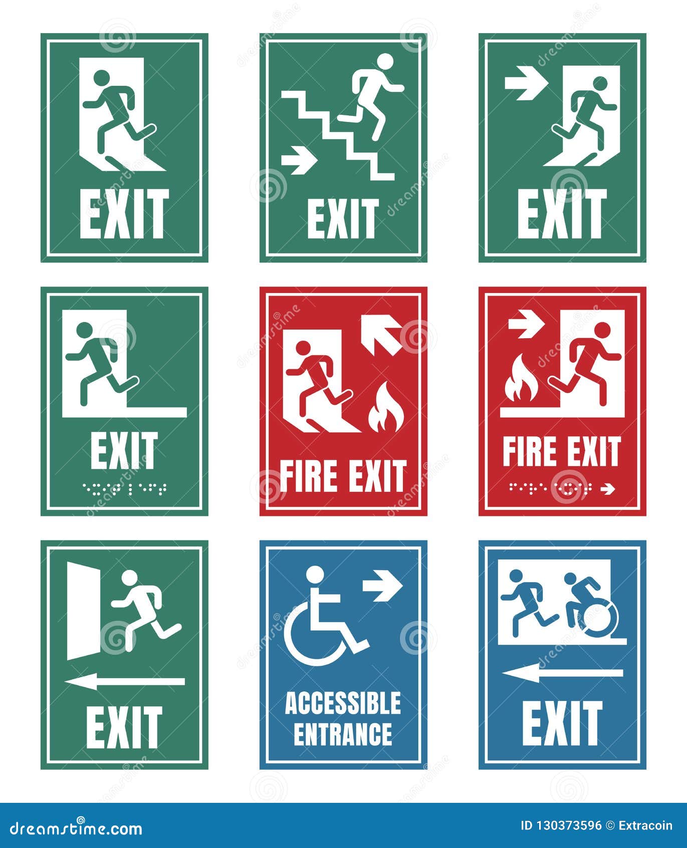 Emergency Fire Exit Sign Set, Exit Door Label Stock Vector ...