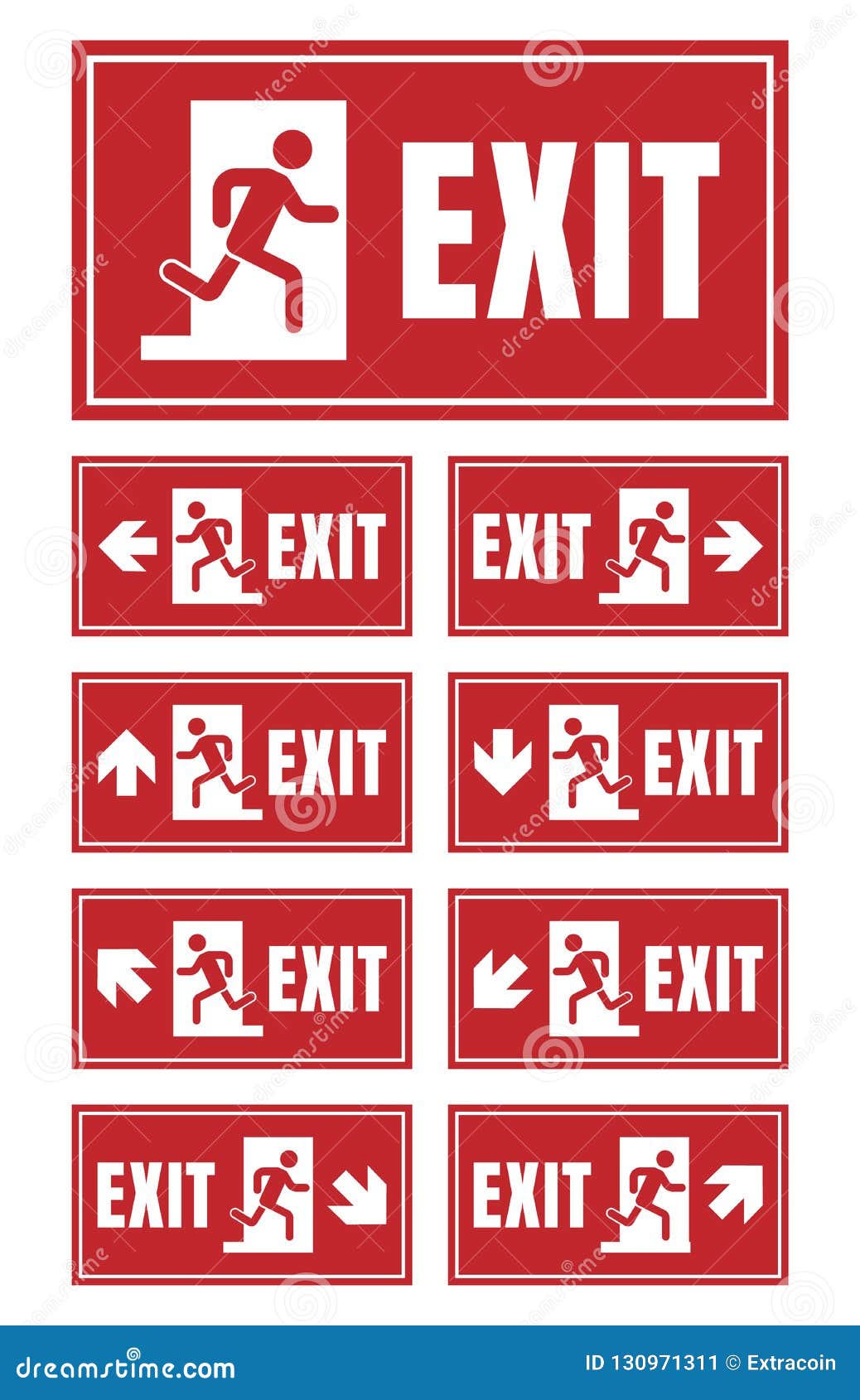 Emergency Fire Exit Sign Set, Exit Door Label Stock Vector ...