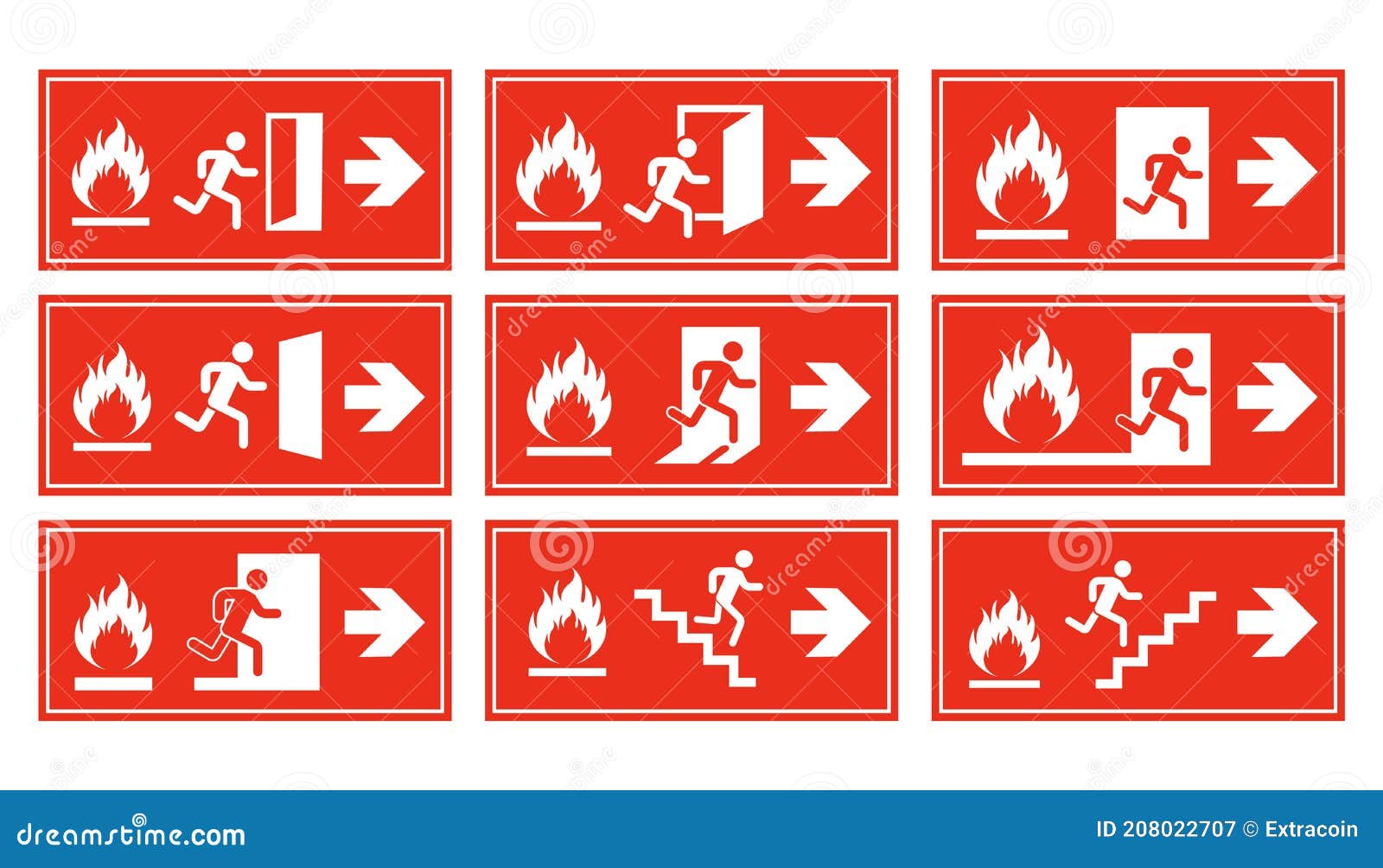 Emergency Fire Exit Sign Set, Exit Door Label Stock Vector ...