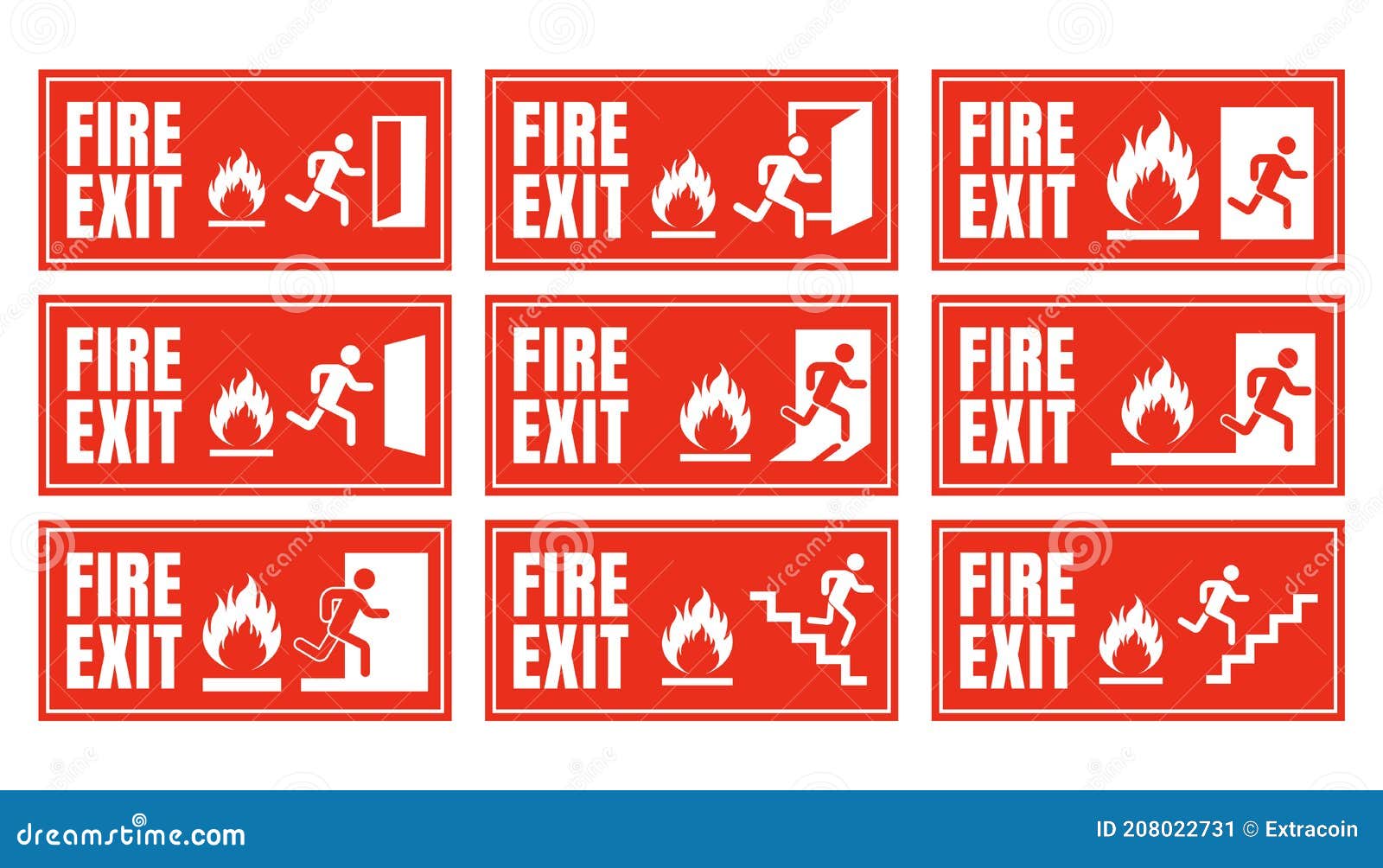 Emergency Fire Exit Sign Set, Exit Door Label Stock Vector ...