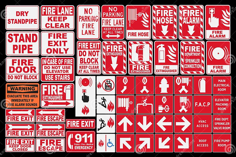 Emergency Fire Sings stock vector. Illustration of urgency - 49170357