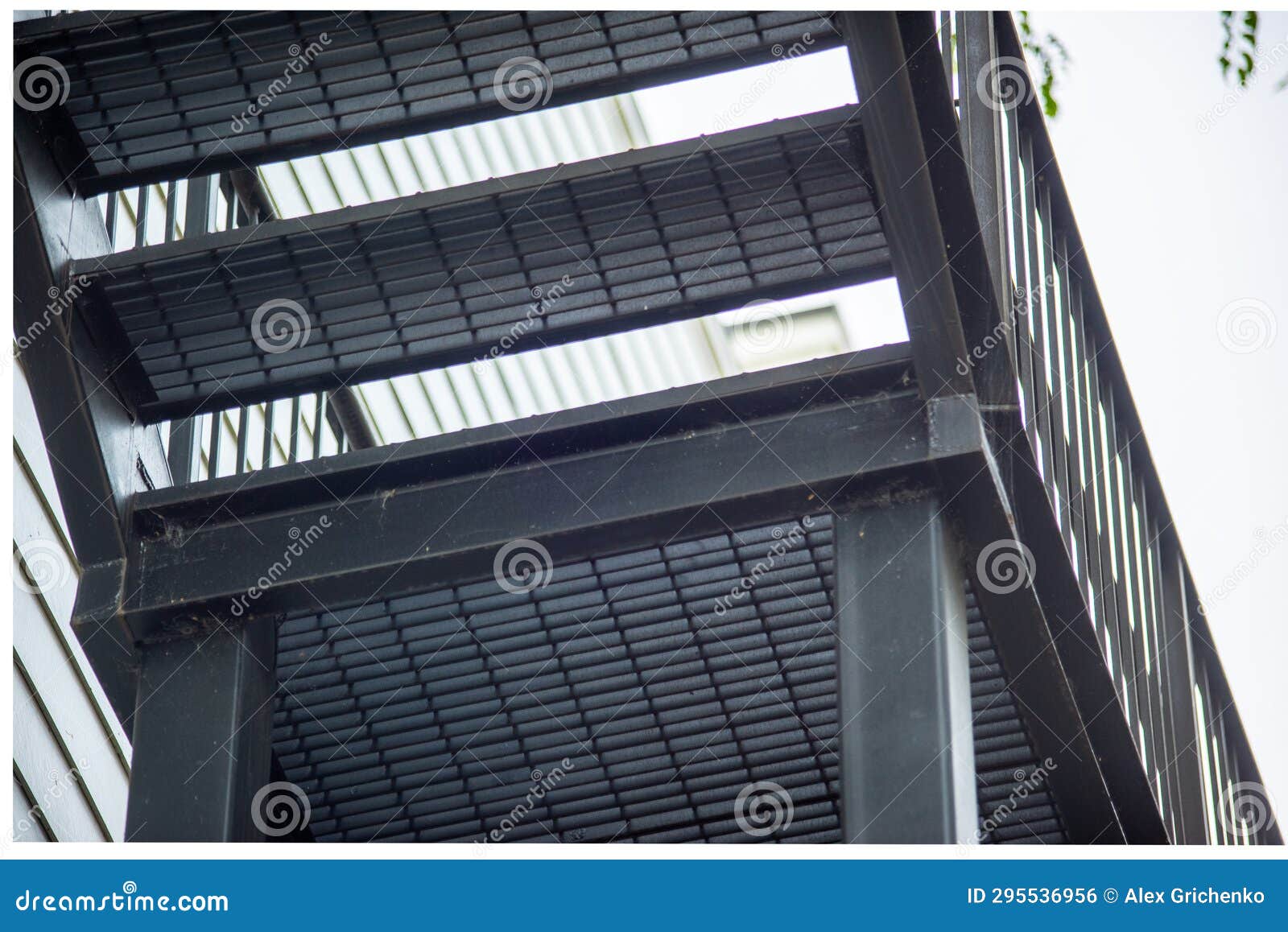Emergency Fire Stair Structure Details Stock Photo - Image of rail ...