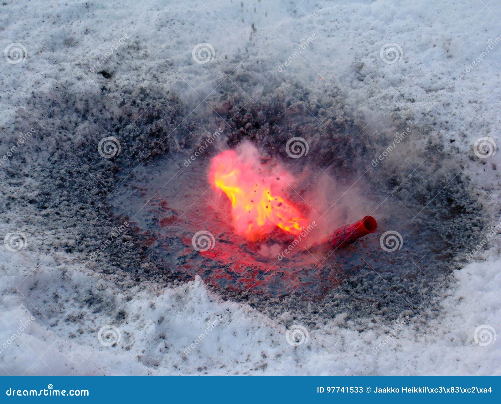 An emergency flare on ice stock image. Image of exercise - 97741533