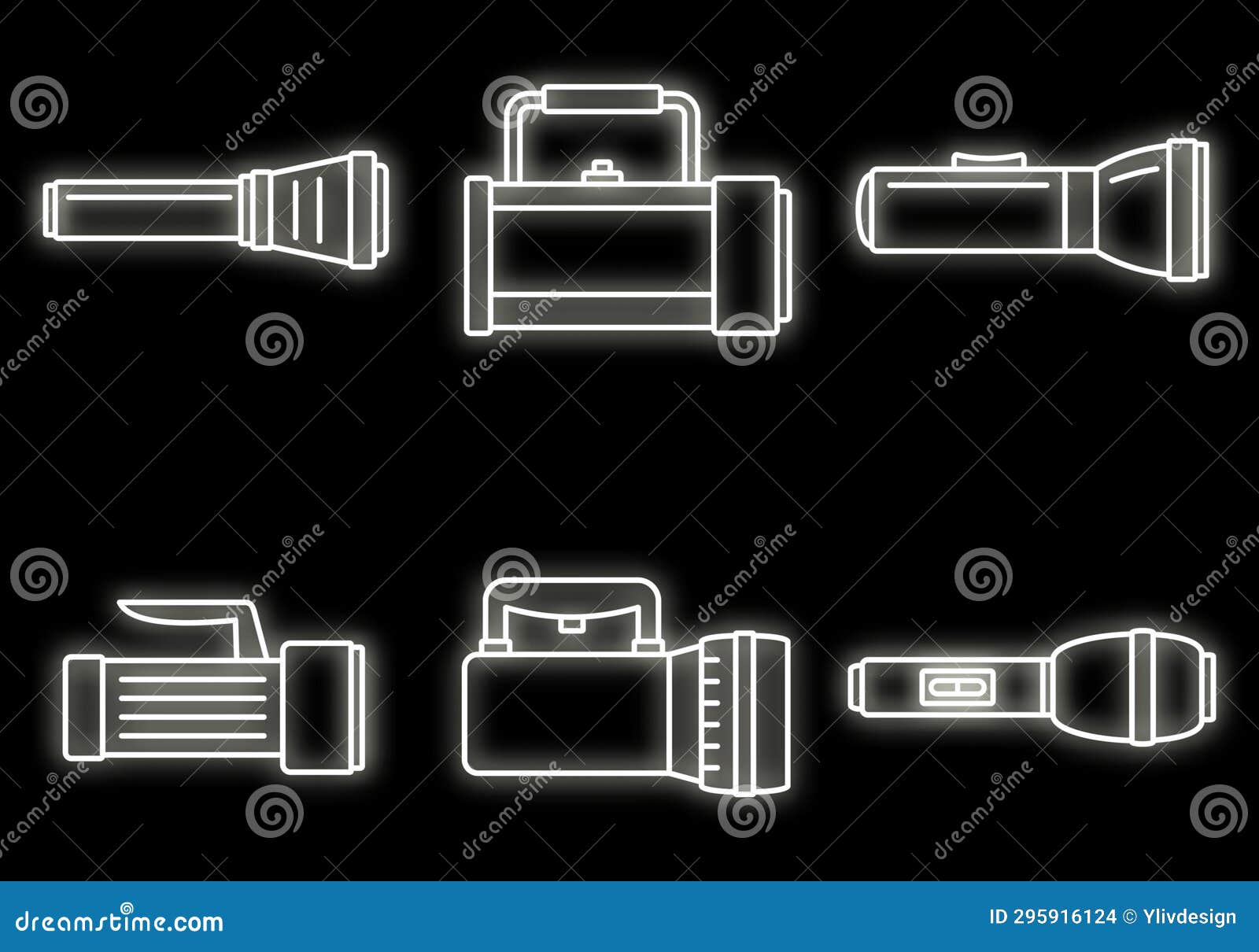 Emergency Flashlight Icon Set Vector Neon Stock Illustration ...