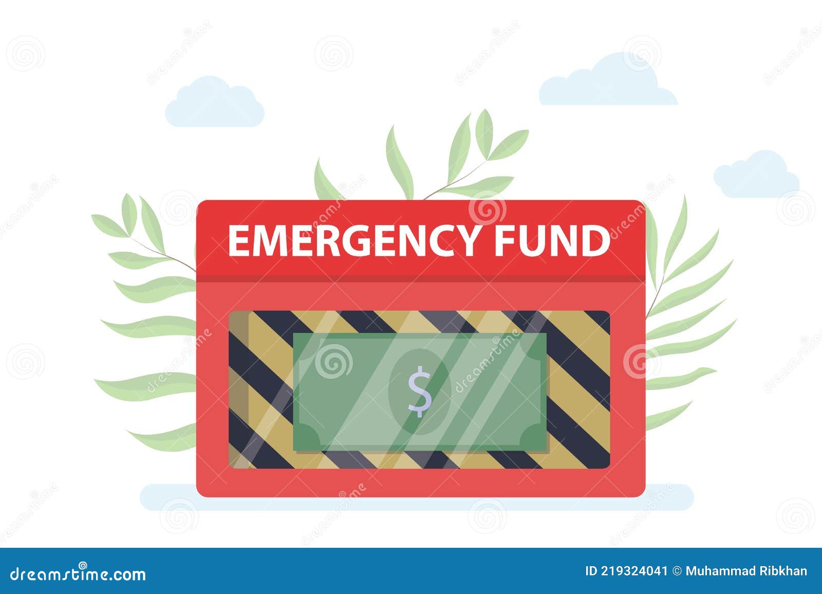 Emergency Fund or Money on Red Box Emergency Break Glass with Modern ...