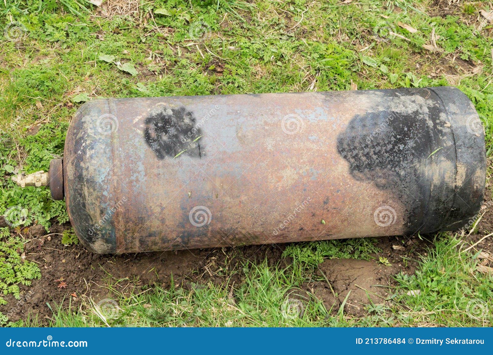 Emergency. Gas Cylinder after Fire Stock Photo - Image of angle ...