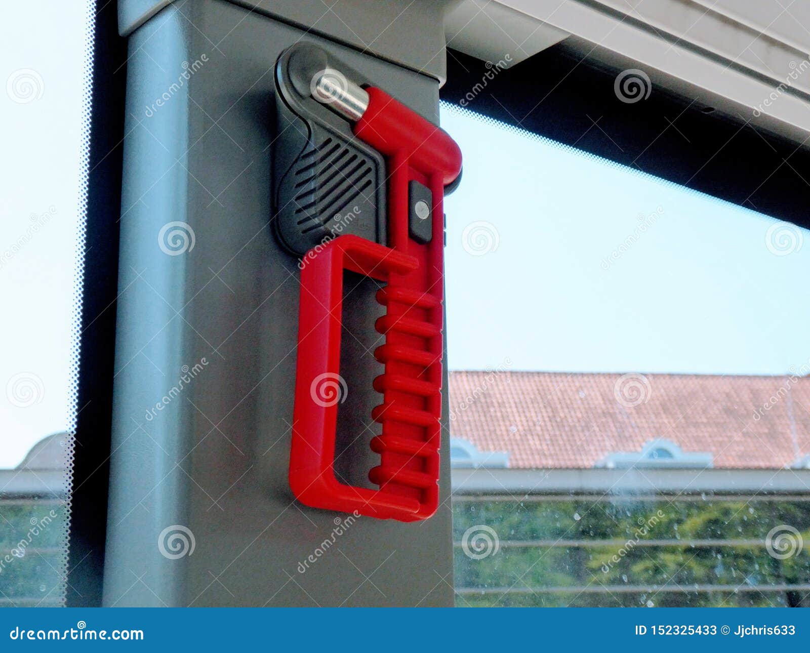 Emergency Hammer in Public Transport. Red Window Hammer for Accidents ...