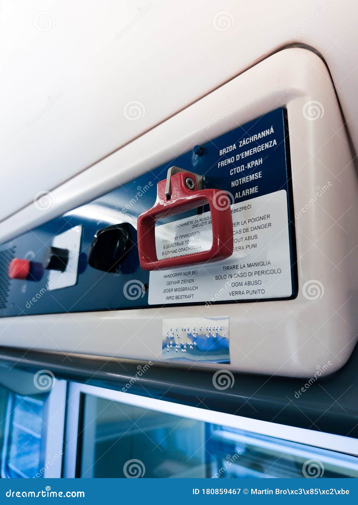 Emergency Hand Brake, Interior Elements of Public Transport Stock Image ...