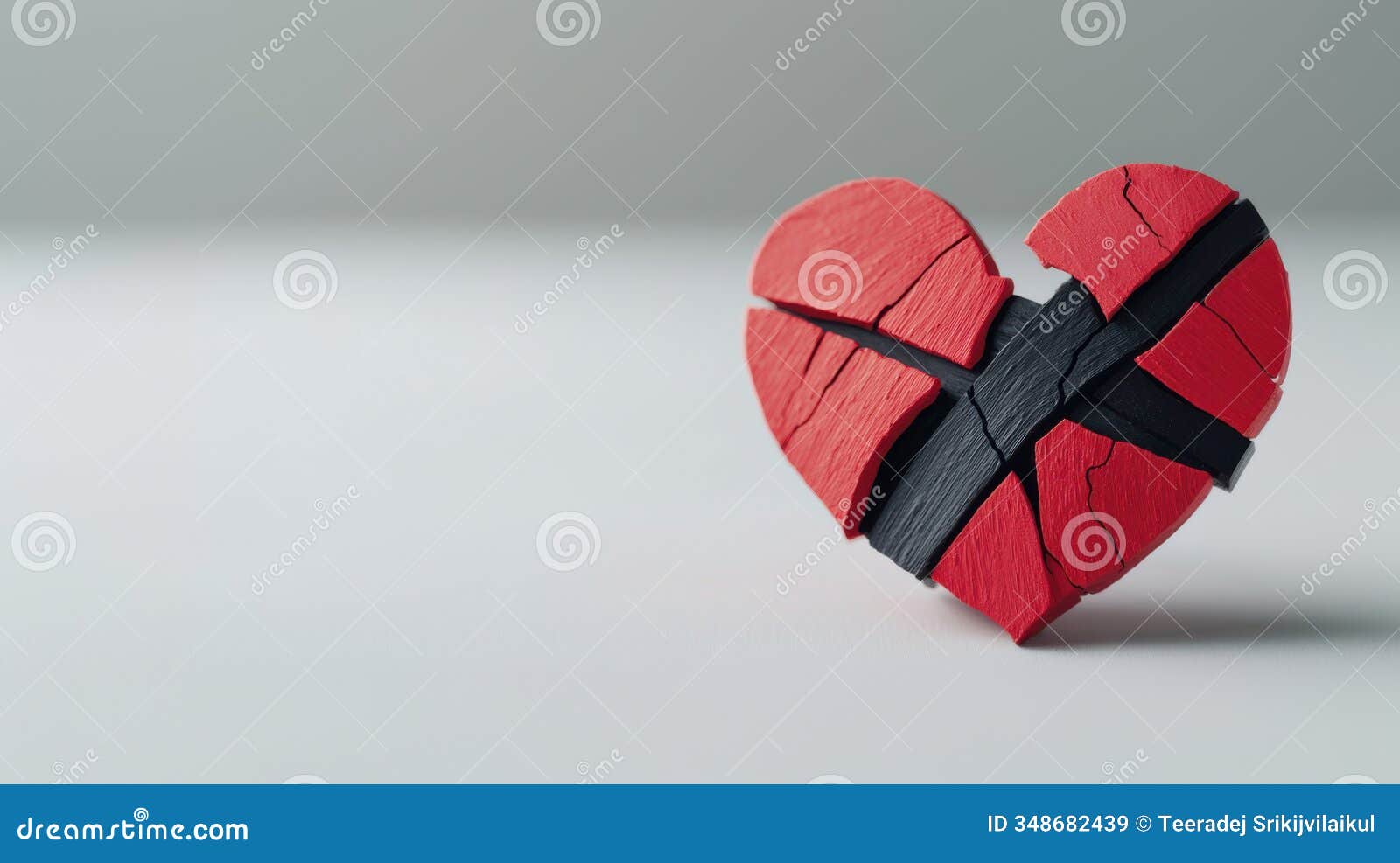 Emergency from Heart Attack Concept. Broken Red Heart with Black Cracks ...